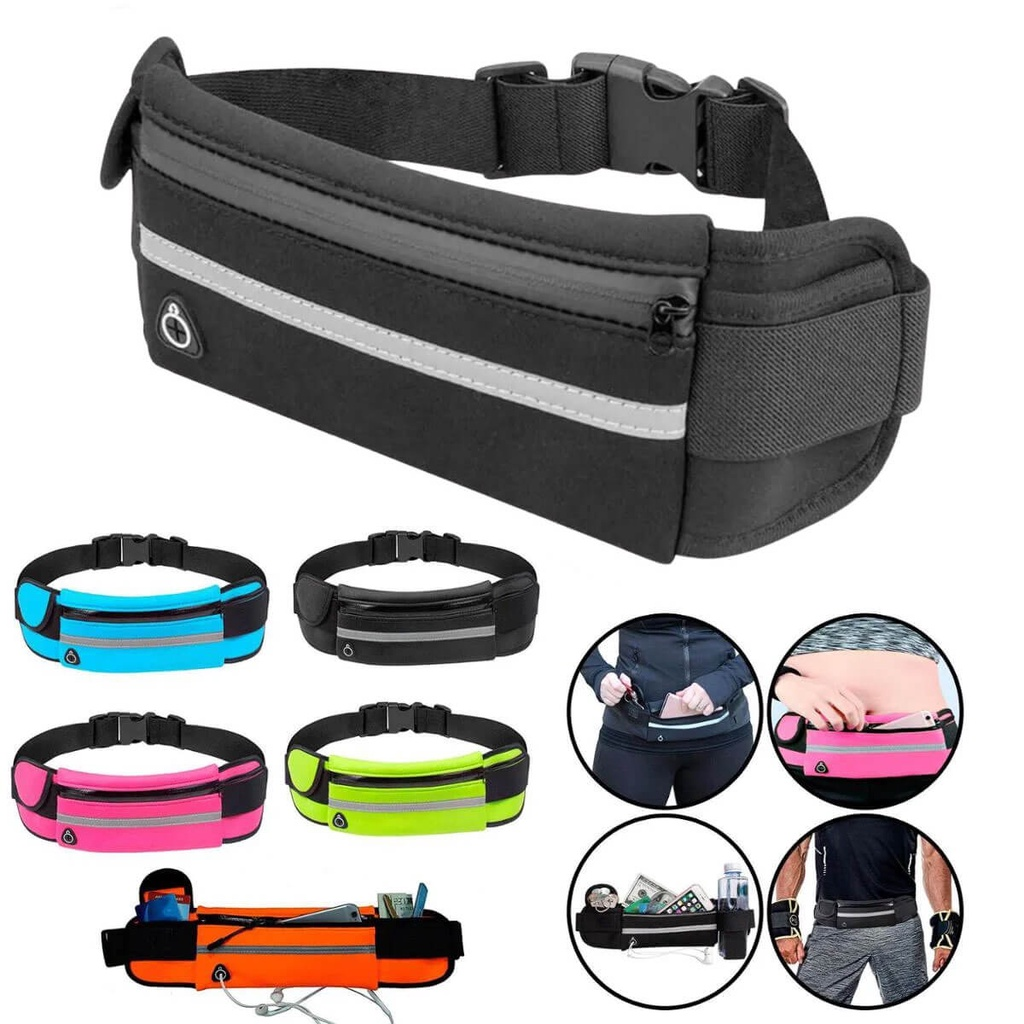 Unisex Waterproof Running Belt Adjustable Fitness Waist Pack Black ...