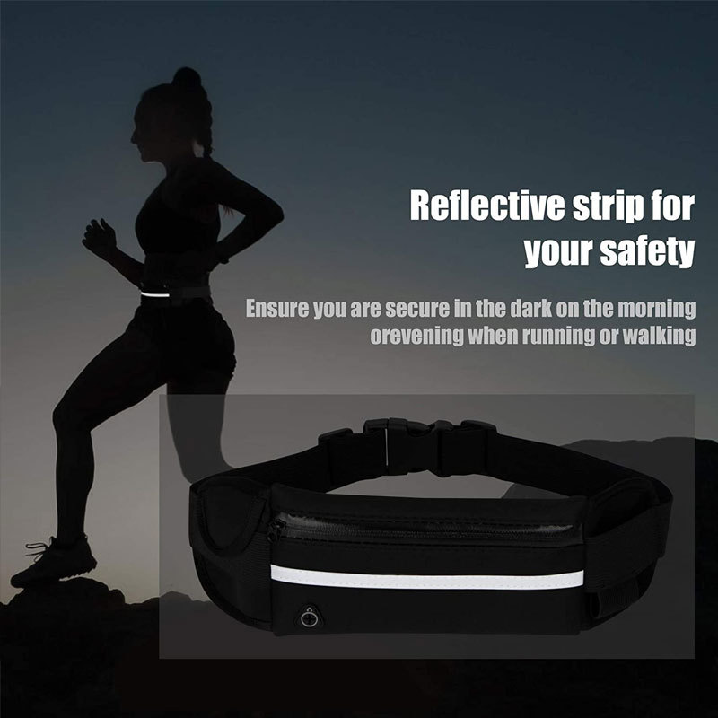 Unisex Waterproof Running Belt Adjustable Fitness Waist Pack Black ...