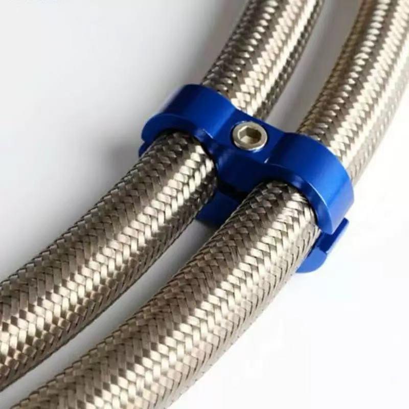 ZLWR Motorcycle double hole oil pipe clamp, brake line lock 2 bolts ...