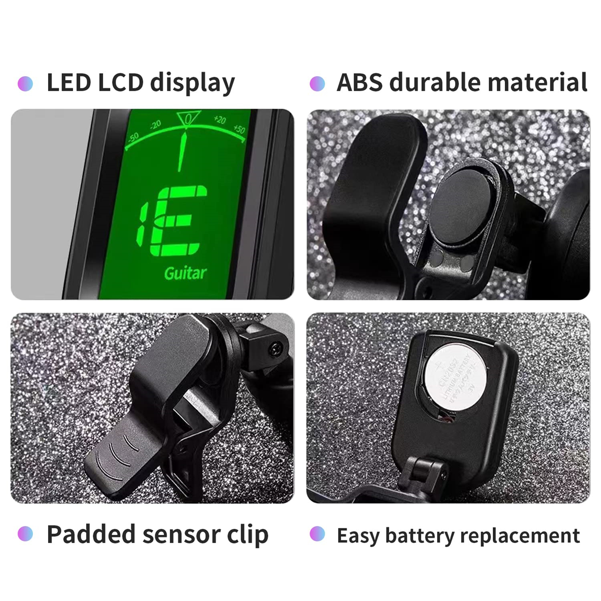 Miwayer Guitar Tuner Clip-on Chromatic Digital Tuner LCD Display Mini ...
