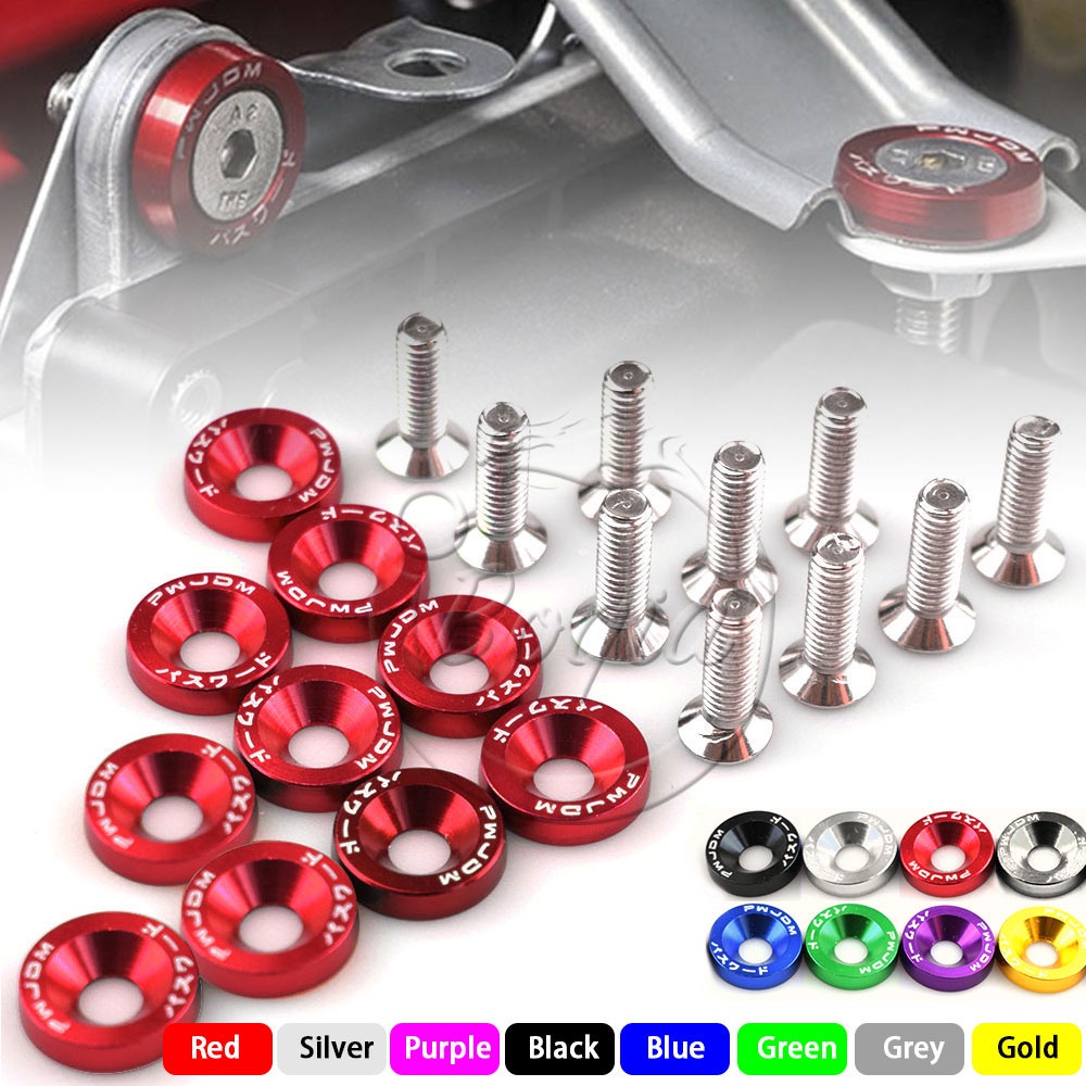 10-Pack M6 JDM Style Aluminum Washers And Fender Screws Set For Honda ...