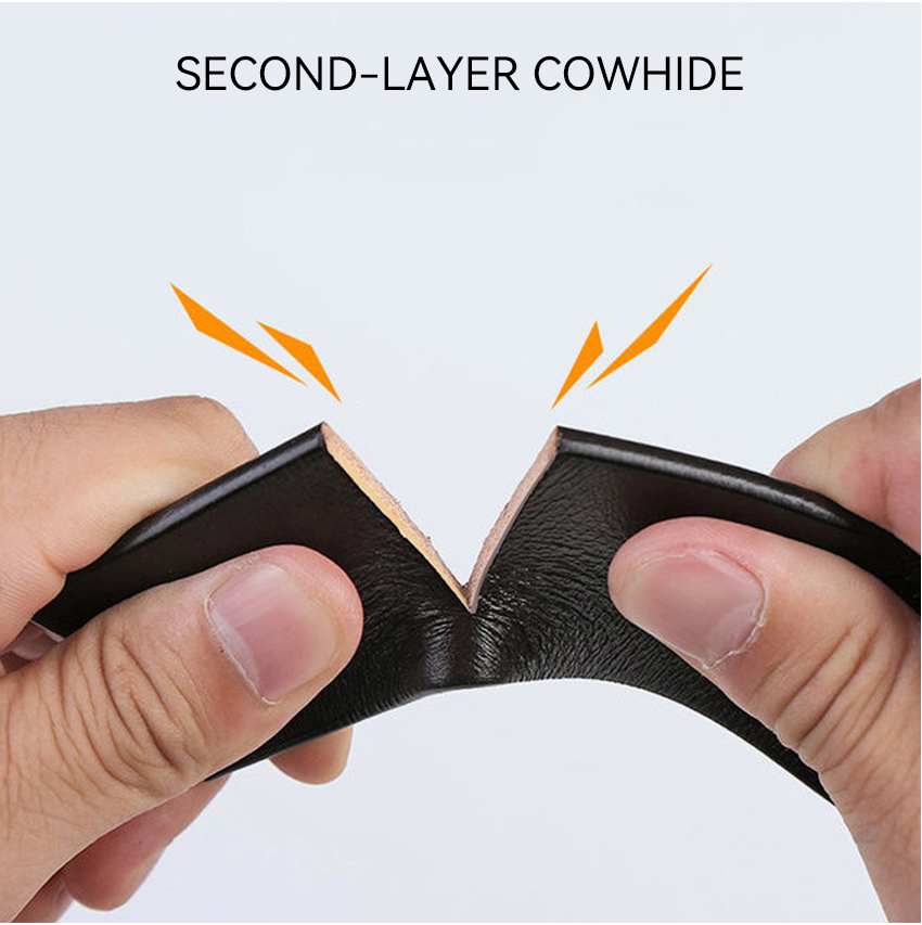 MENSPE Fashion Retro Men Belt Smooth Second-layer Cowhide Belt ...