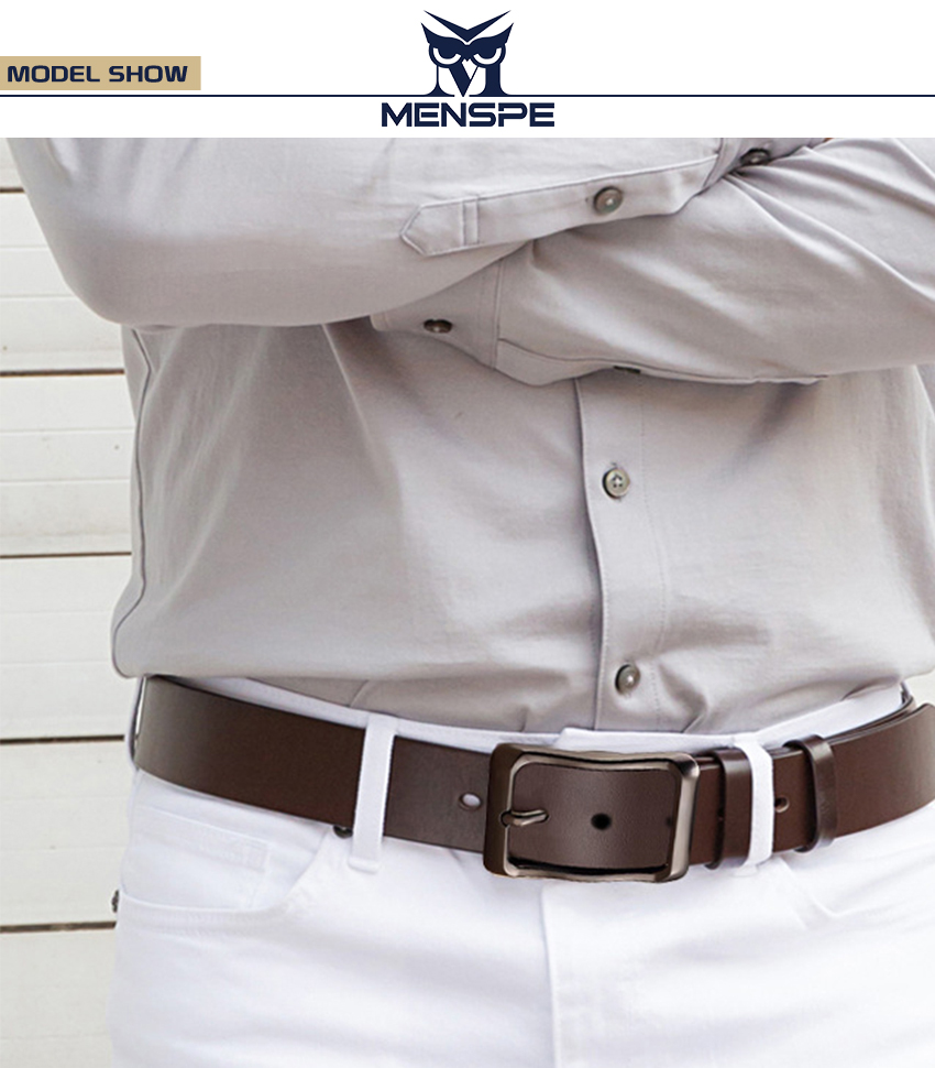 MENSPE Fashion Retro Men Belt Smooth Second-layer Cowhide Belt ...
