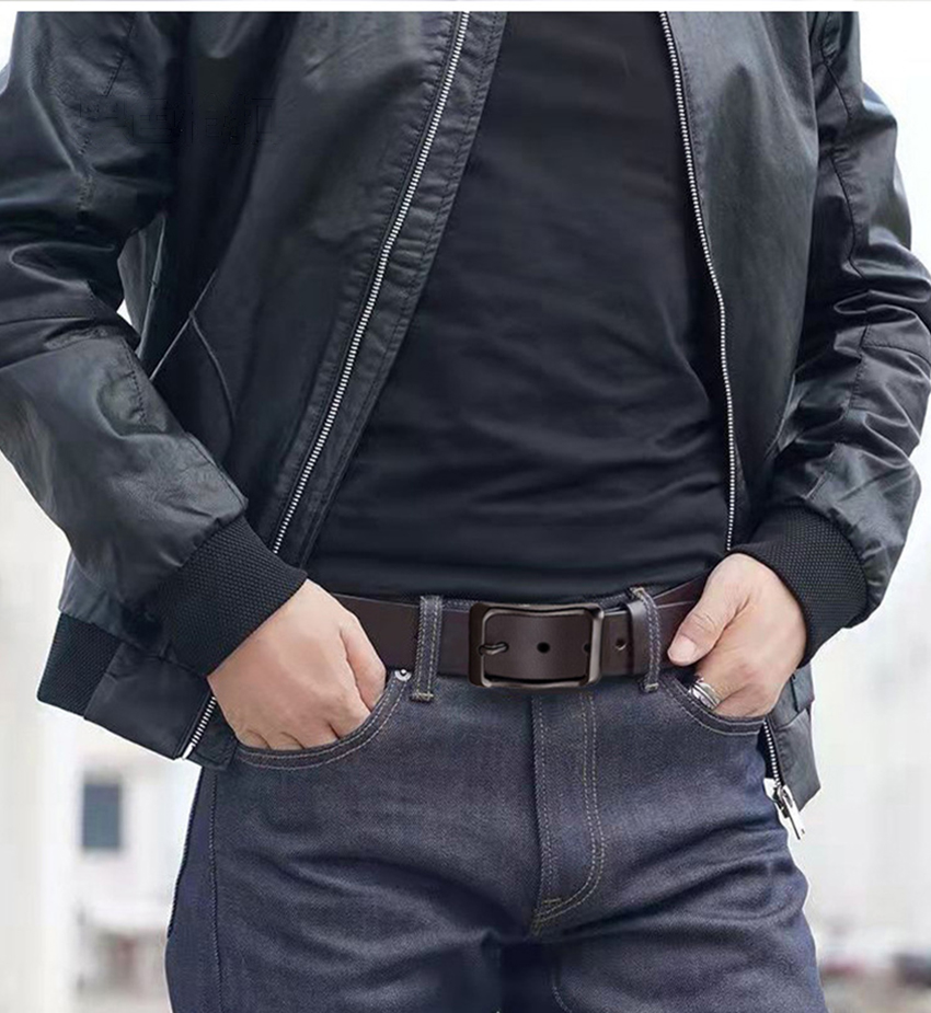 MENSPE Fashion Retro Men Belt Smooth Second-layer Cowhide Belt ...