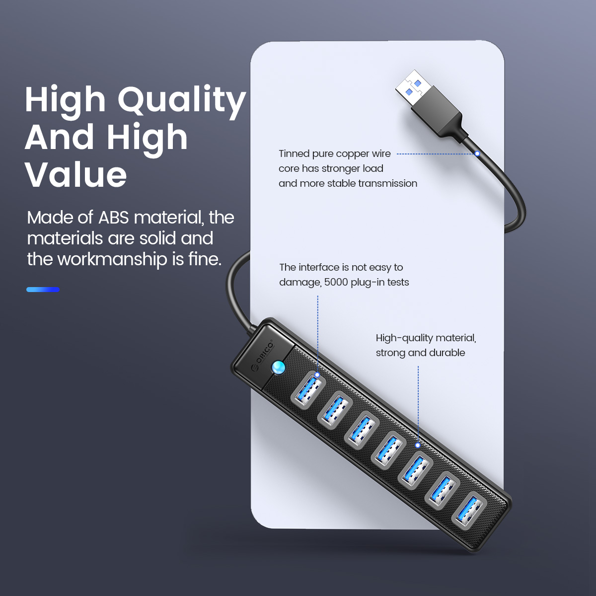 ORICO USB Hub 7 Ports USB 3.0 15/100CM Data Cable (PW7U) | Shopee Philippines