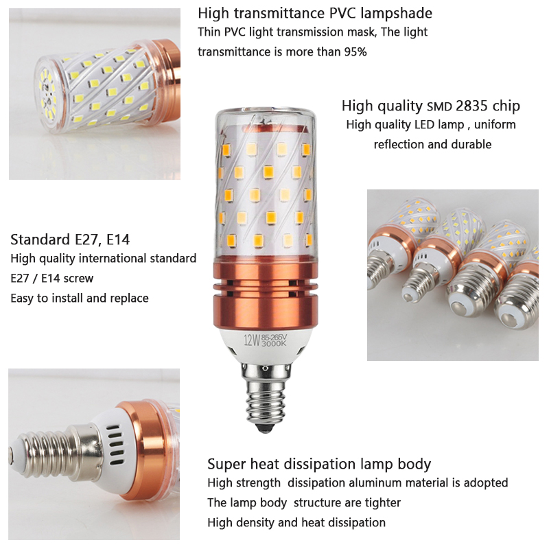 High Brightness LED Bulb E14 E27 LED Corn Bulb AC 220V Chandelier ...