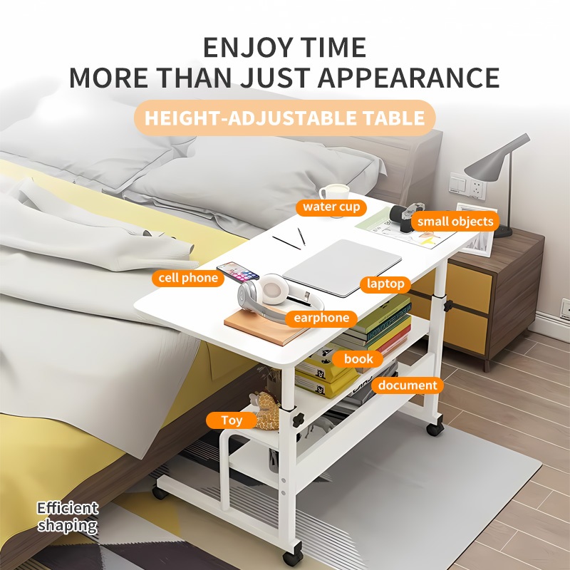⭐Elevatable Computer Table Bedside Laptop Desk With Wheels Study Desk ...