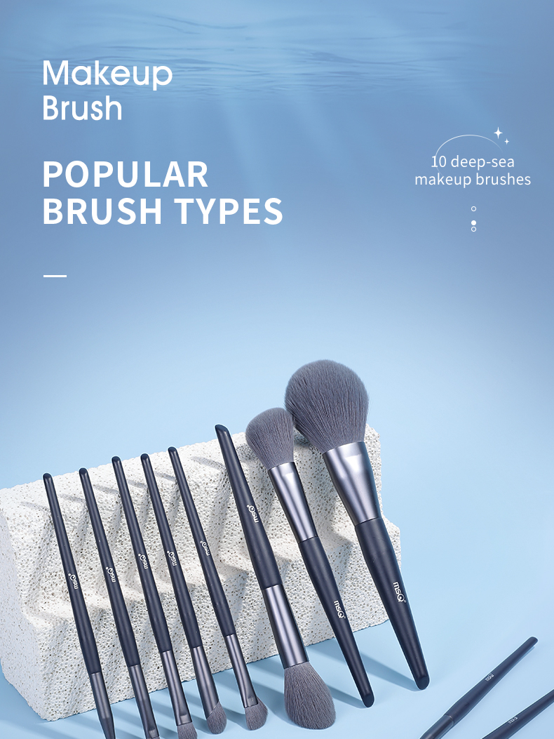 MSQ 10Pcs Deep Sea Blue Brush Set Makeup Brush Original Complete Set of ...