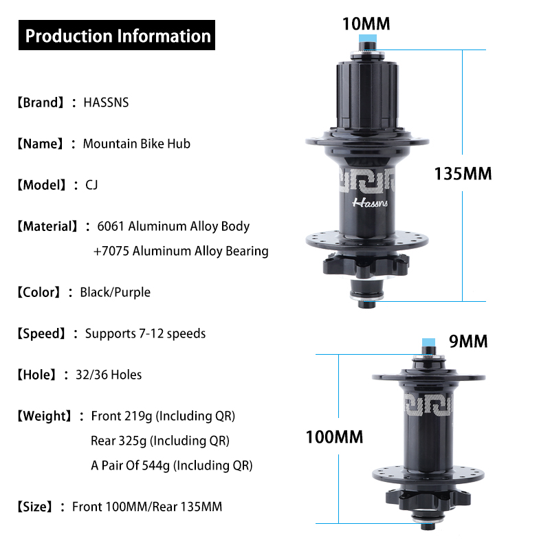 HASSNS CJ MTB Hub 6 Pawls 72 sound 36 32 Hole for Mountain bike HG 7-12 ...