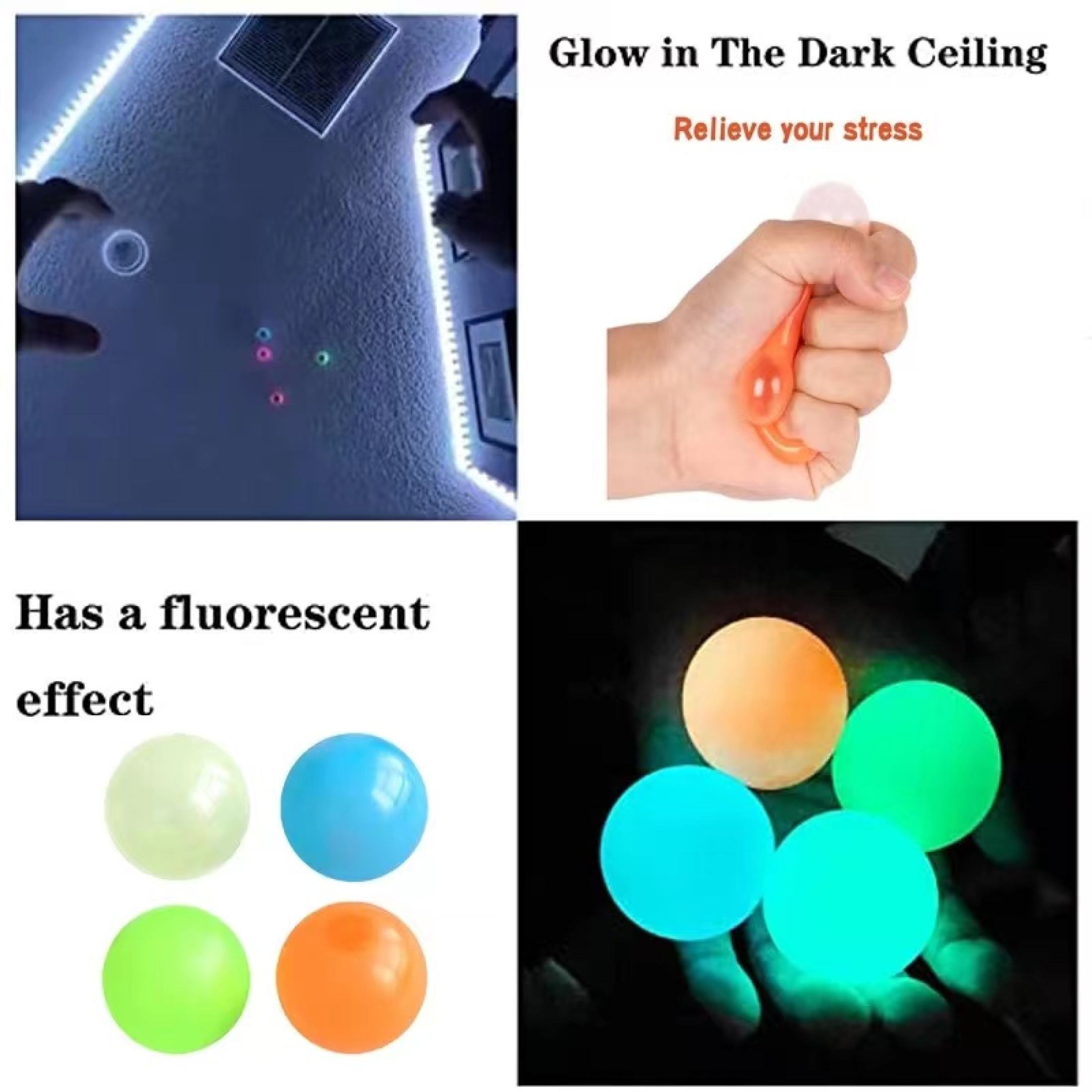 Luminous Stick Ball Stress Relief Toys Luminescent Sticky Target Ball ...