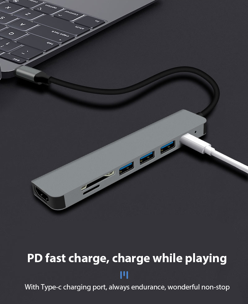 Type C 7 in 1 HUB USB3.0 Hub HDMI PD87W 4K 30Hz High Definition ...