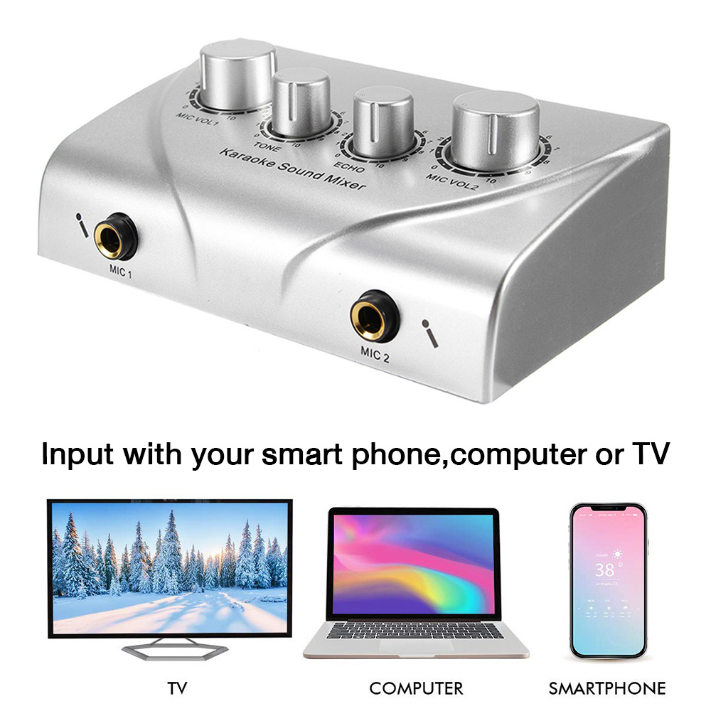 【2025New】Multifunctional Audio Mixer Amplifier Portable Dual Mic Inputs For Amplifier ...