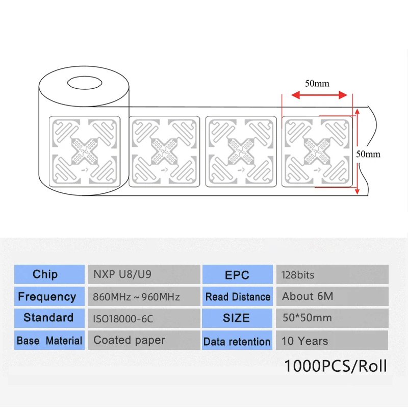 20PCS UHF RFID Wet Inlay Tag 18000-6C 860-960MHz RFID UHF Sticker Label ...
