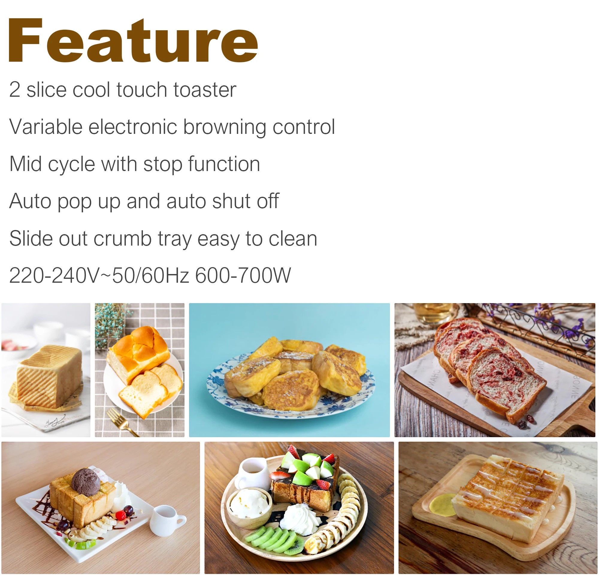 2 Slice Stainless Steel Toaster Fast Heating Auto Pop Up Bread Warmer ...