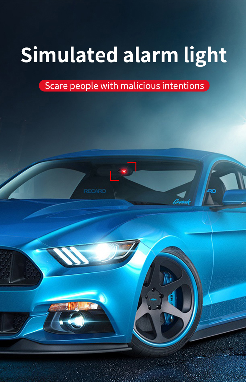 Automotive solar warning anti-theft light without wiring, decorative ...