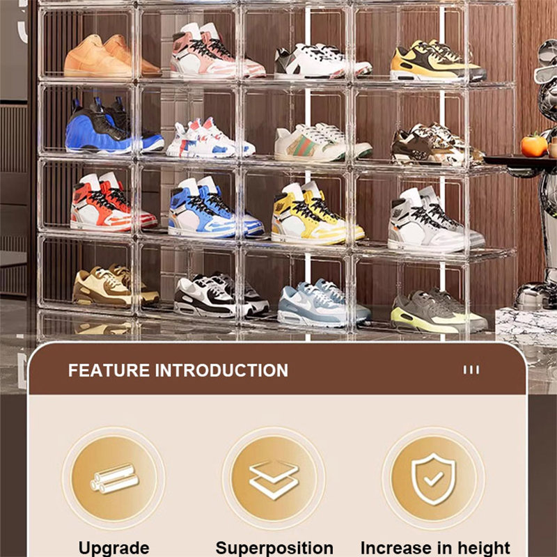 Acrylic Shoe Box, Magnetic door design, Dustproof Sneaker Display Case ...