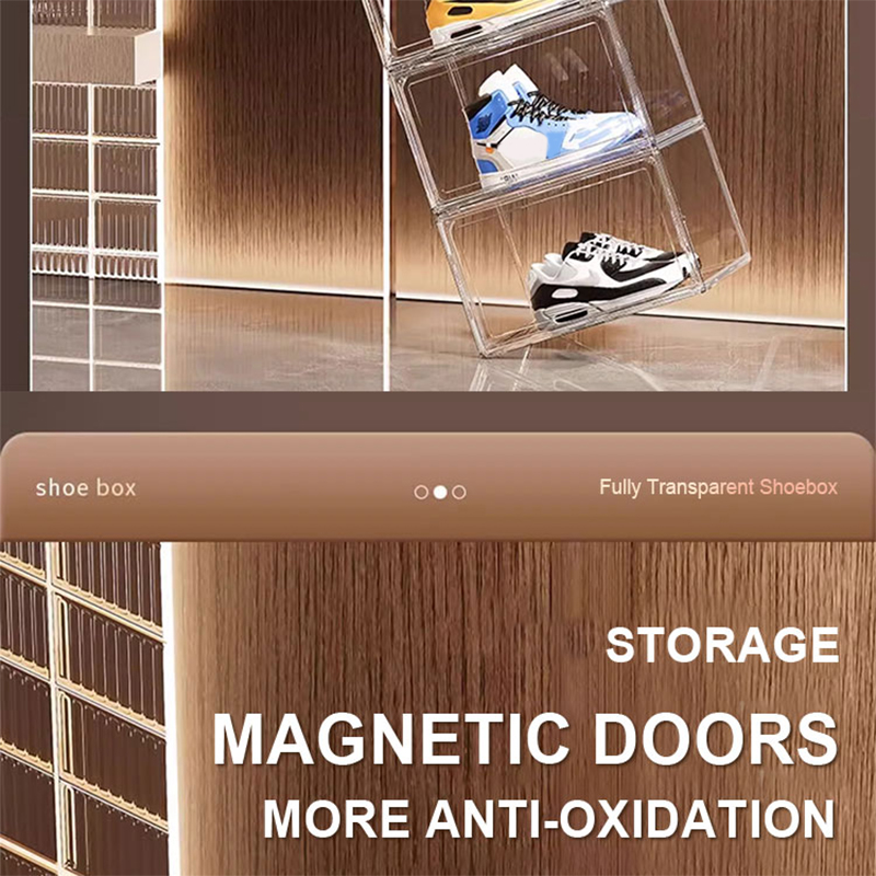 Acrylic Shoe Box, Magnetic door design, Dustproof Sneaker Display Case ...