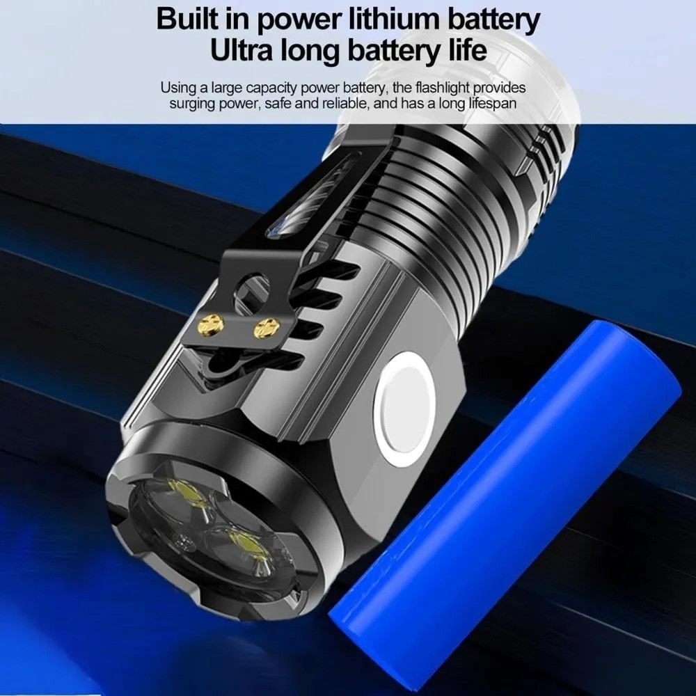 USB charging outdoor flashlight waterproof 3-level brightness Strong ...