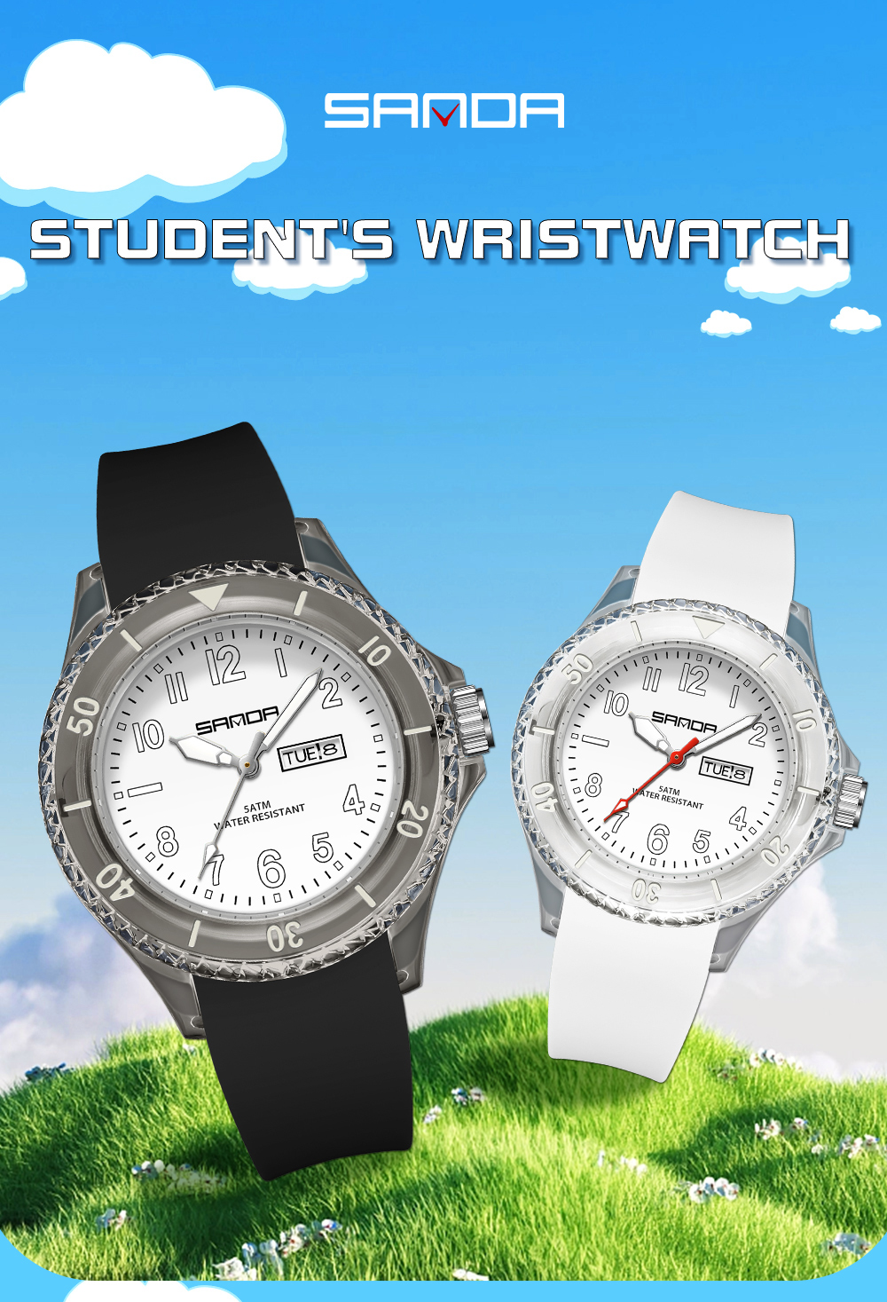 SANDA 9062 Lovely Cartoon Ladies Children Watch Simple Analog Students ...