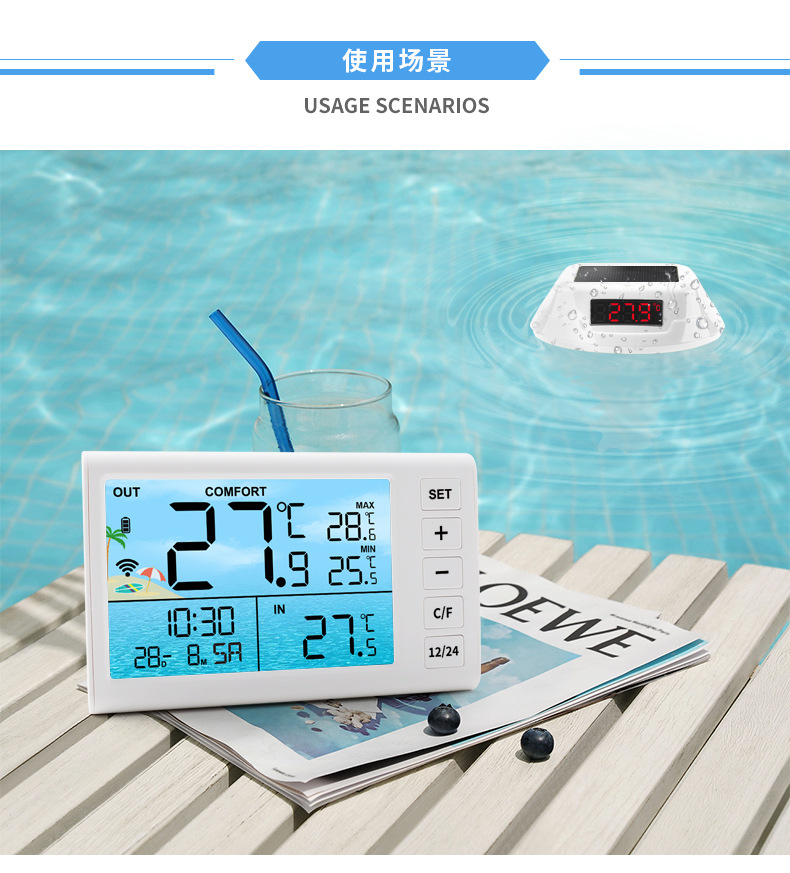 New Wireless Floating Pool Thermometer Solar Pool Thermometer LED ...