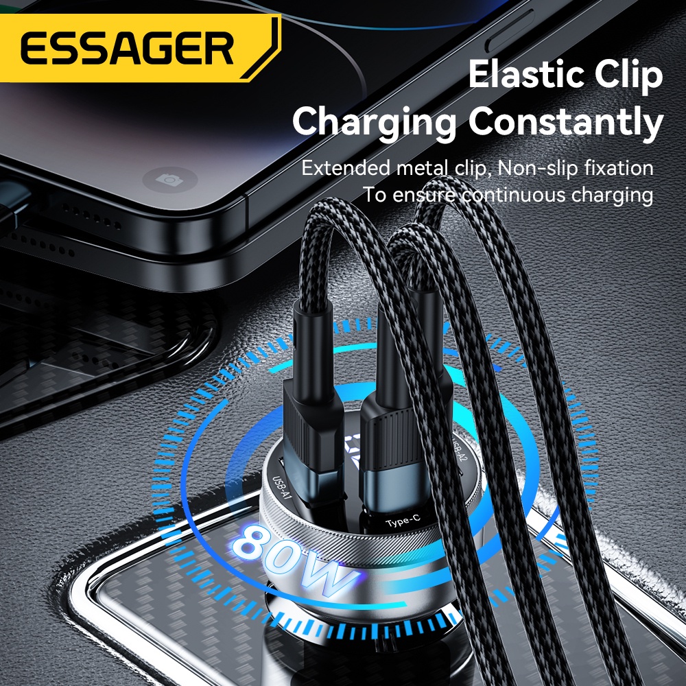 Essager 80W Car Charger USB Type C PD Fast Charging Phone Quick Charge ...