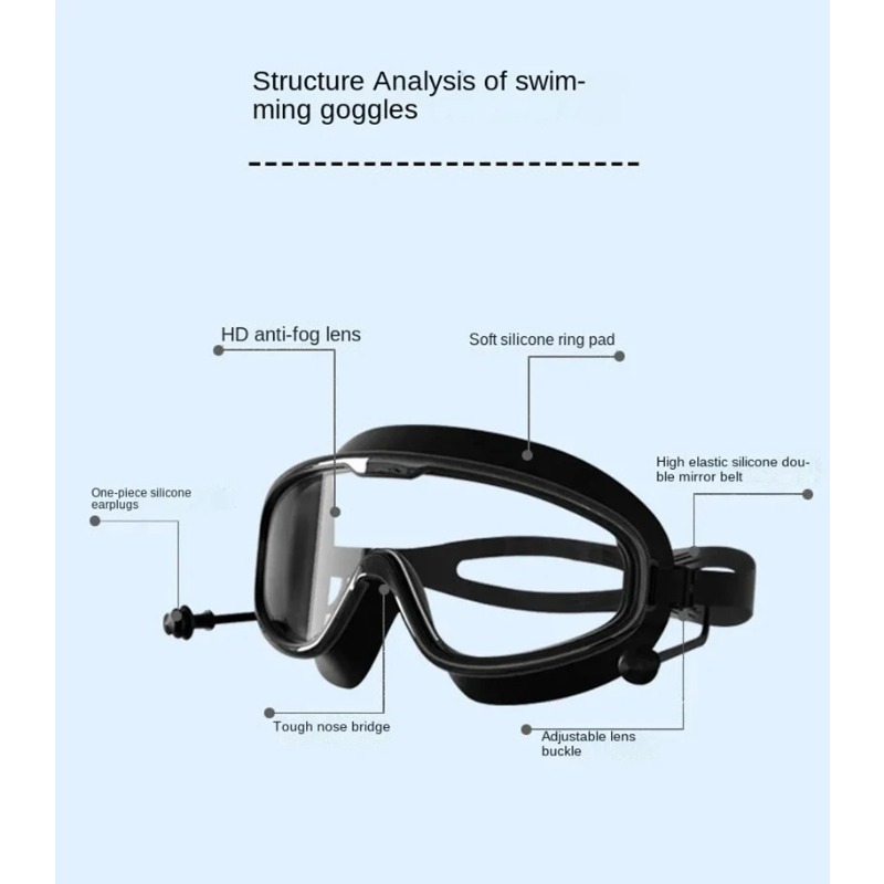 A13B Kids Swim Goggles - Big Glass Lens for Boys Girls, Comfortable ...