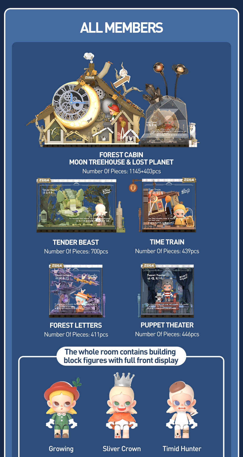 POP MART Zsiga Walking Into The Forest Series Blocks Time Train/Puppet Theater/Forest Letters ...