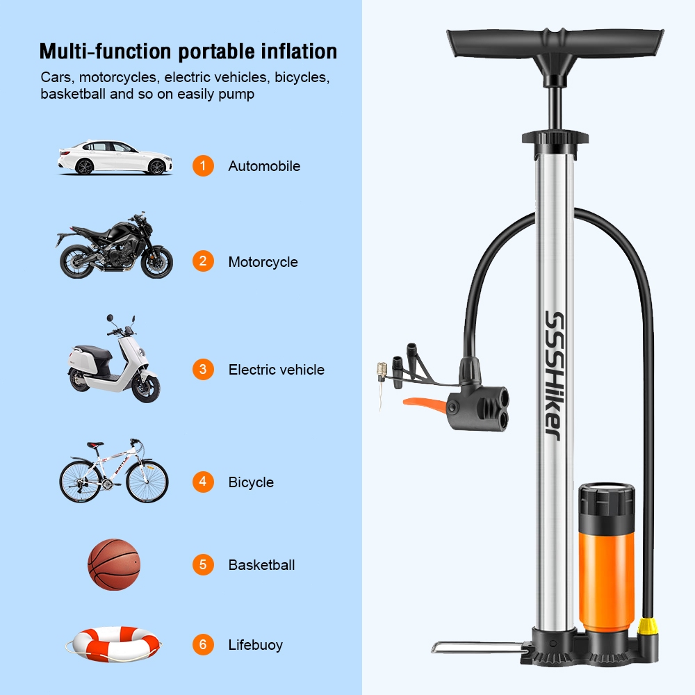 High Pressure Bike Air Pump 160psi With Base Motorcycle Air Inflator ...
