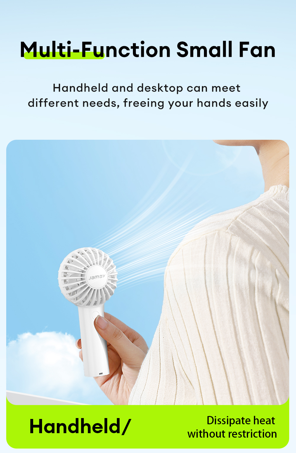 Jamay Mini Fan Rechargeable Portable Cute Small Handheld Fan Office ...