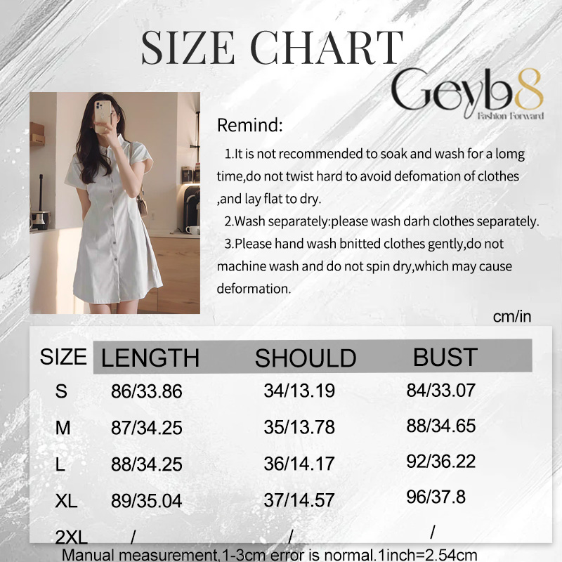 French Polo Neck Casual Plain A-line Short Sleeve Dress For Women ...