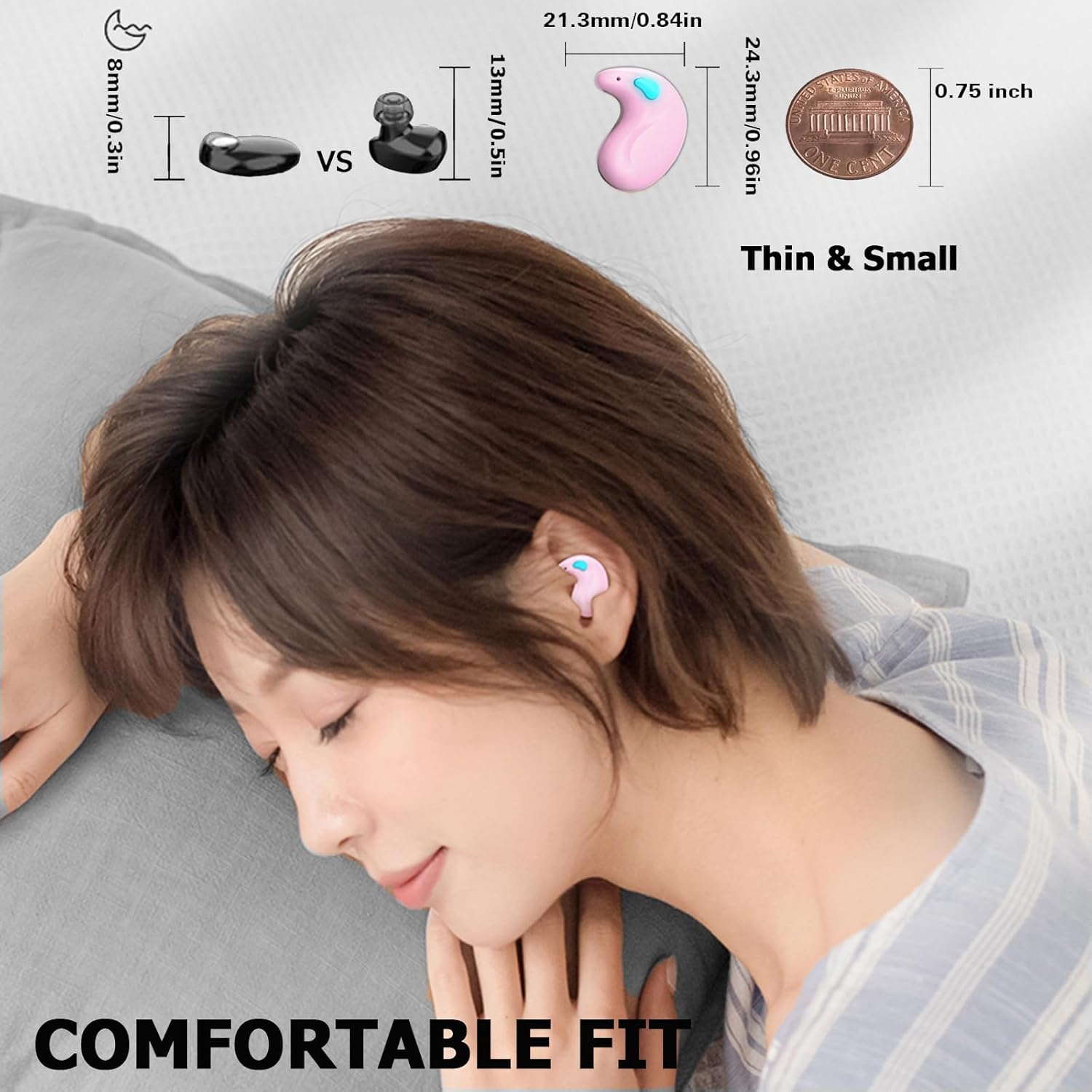 Wireless Sleep Earbuds Mini X55 Noise Reduction Lightweight for Comfort ...