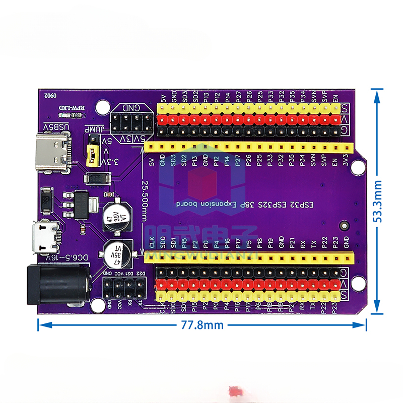 ESP32-DevKitC Development Board ESP32 Bottom Board Can Be Equipped with WROOM-32D/32U WROVER ...