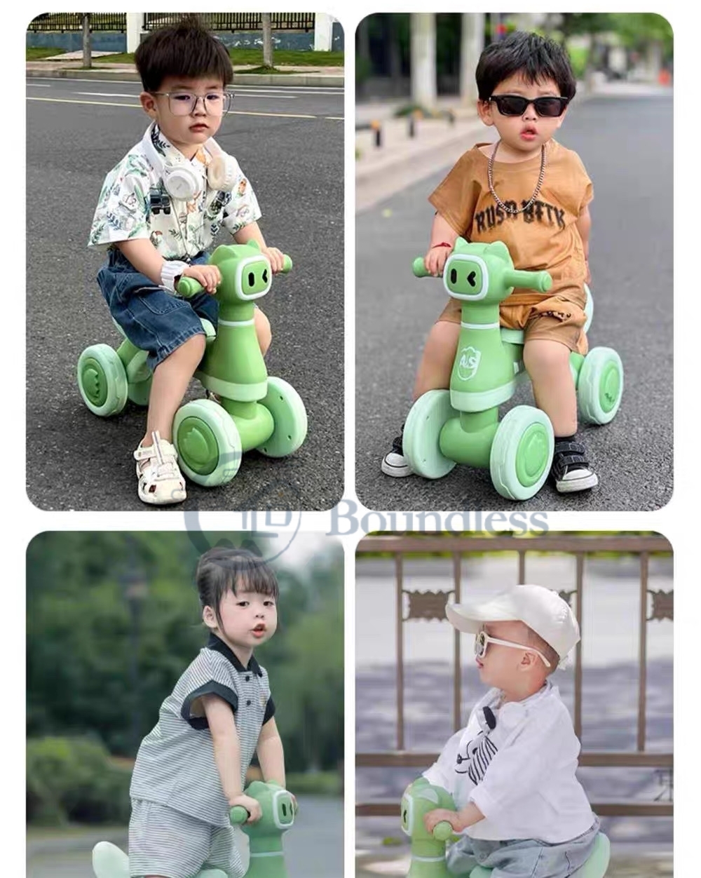 Balance Bike For Kids Pedal-Free 4 Wheels Sliding Scooter Toy Bike For ...