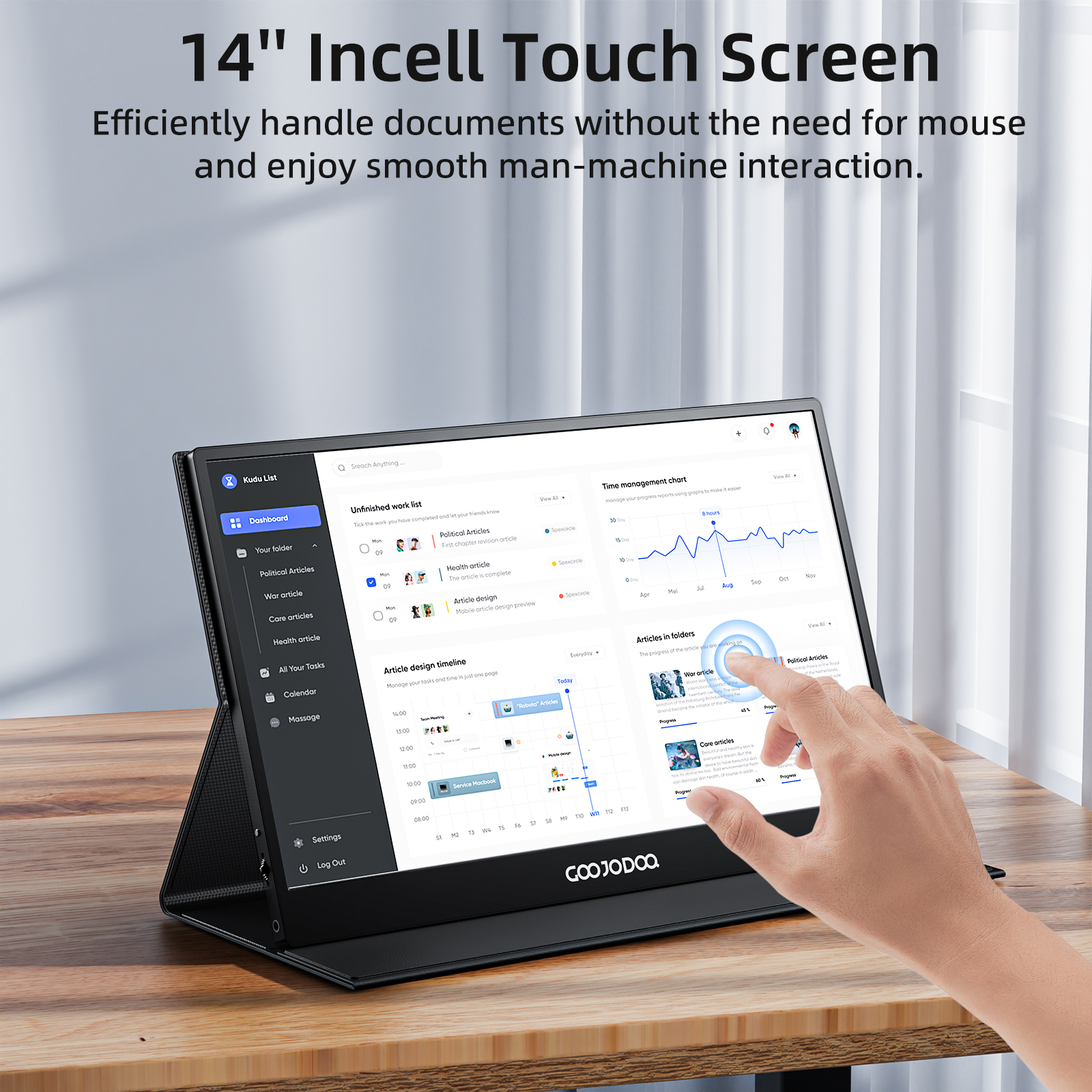 GOOJODOQ Portable Monitor 14 inch Type-c HDMI For Laptop 2-in-1 ...