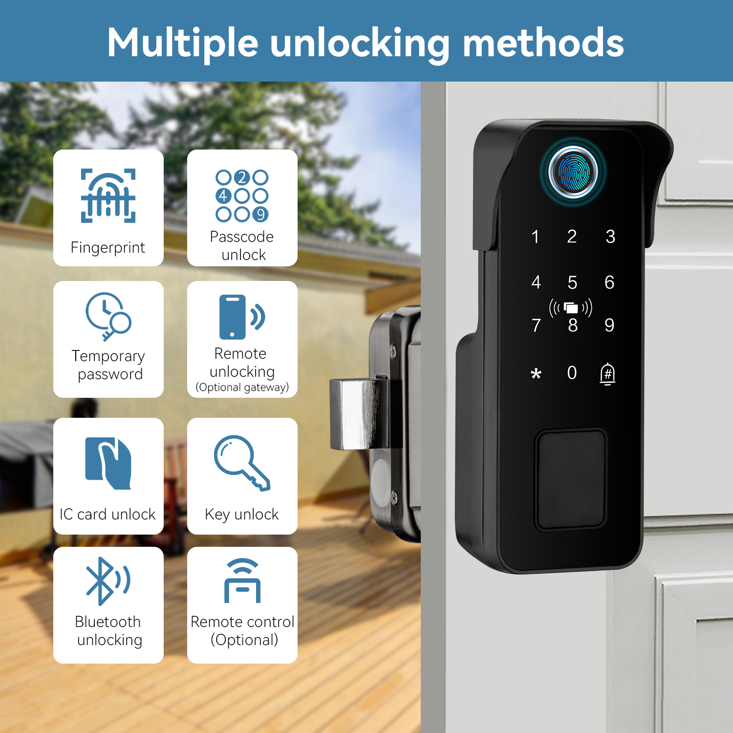 XSDTS Tuya Bluetooth App Support WiFi Waterproof Smart Door Lock ...