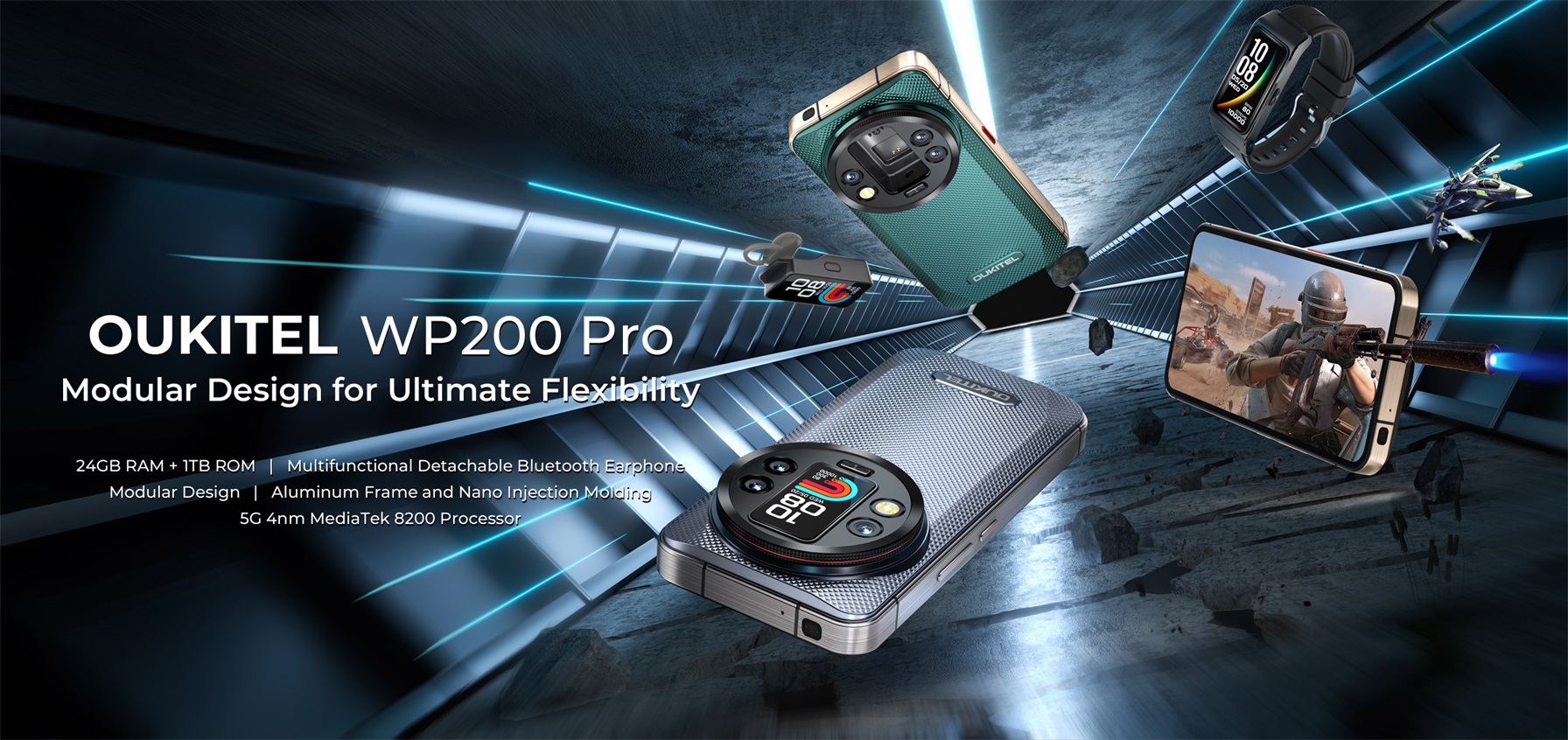 OUKITEL WP200 PRO 72GB+1TB 108MP Camera 5G Mobies Built-in Wireless ...