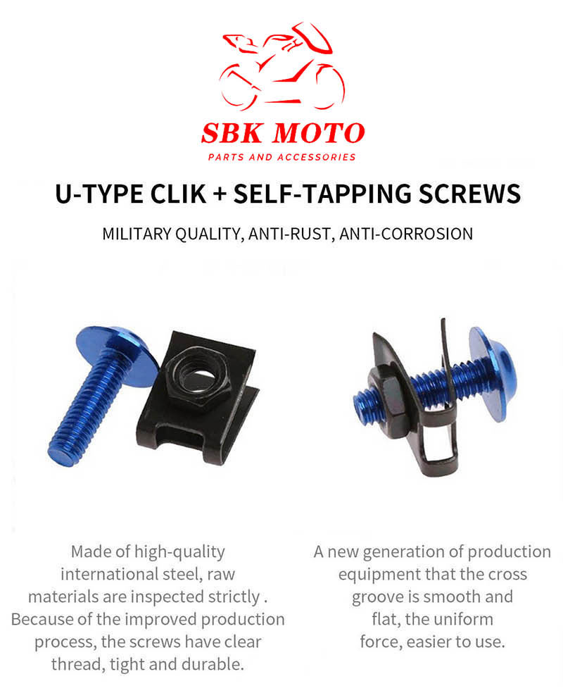 10PCS Motorcycle Screw Colorful CNC Aluminum Alloy Body Screw with Clip ...