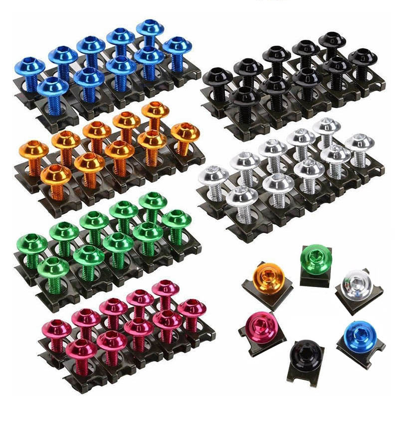 10PCS Motorcycle Screw Colorful CNC Aluminum Alloy Body Screw with Clip ...