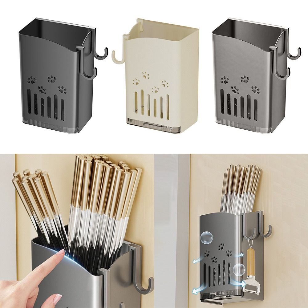 Kitchen Cutlery Spoon Storage Box Multifunctional Draining Chopstick ...