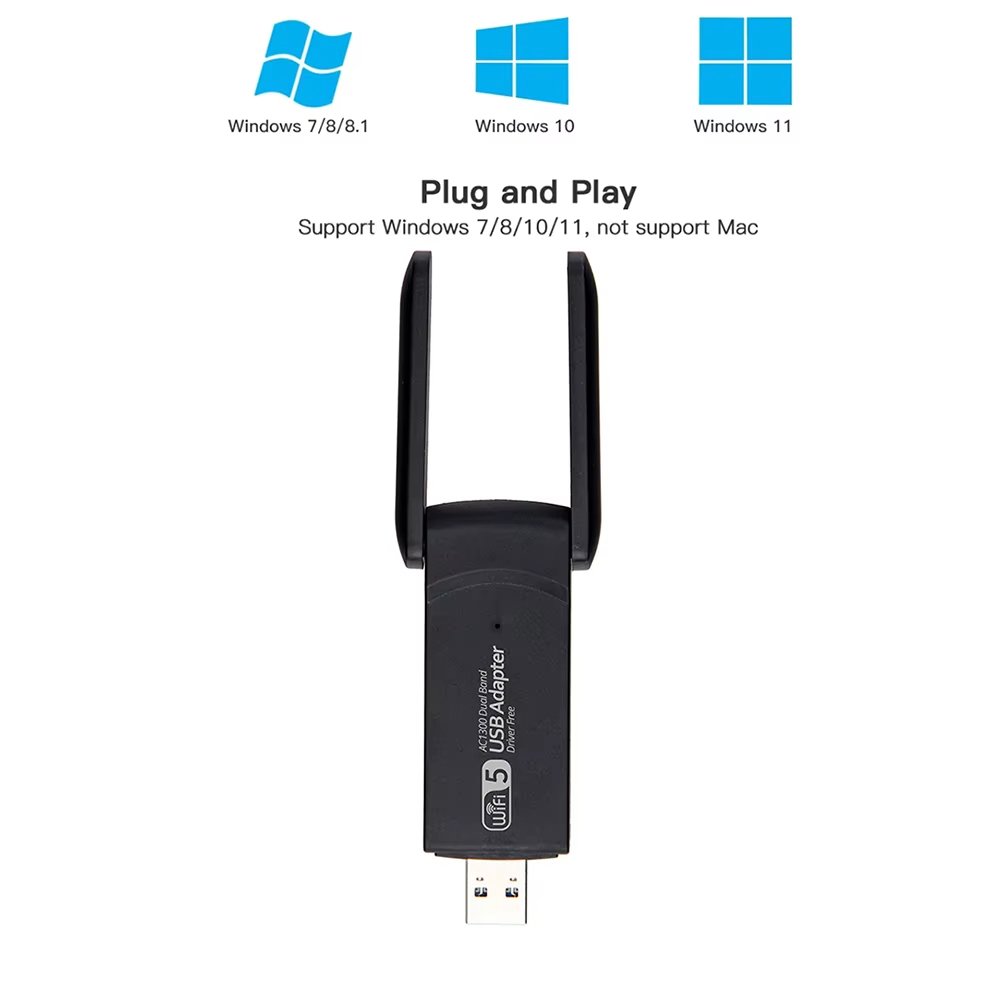 1300Mbps AC1300 Dual Band USB WiFi Adapter for PC and Laptop, 5G and 2 ...