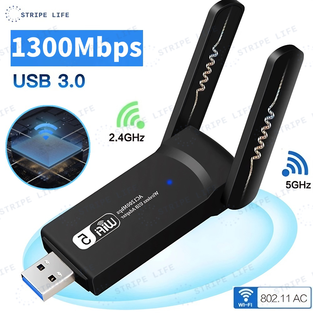 1300Mbps AC1300 Dual Band USB WiFi Adapter for PC and Laptop, 5G and 2 ...