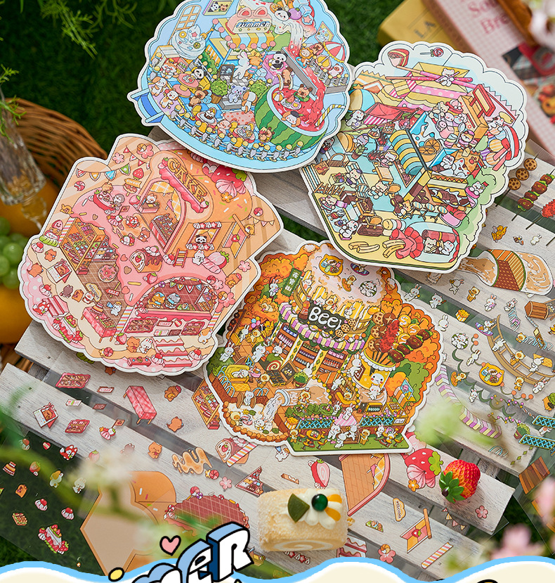 3D Landscaping Stickers Cute mini Shop Operation Miniature Scene ...