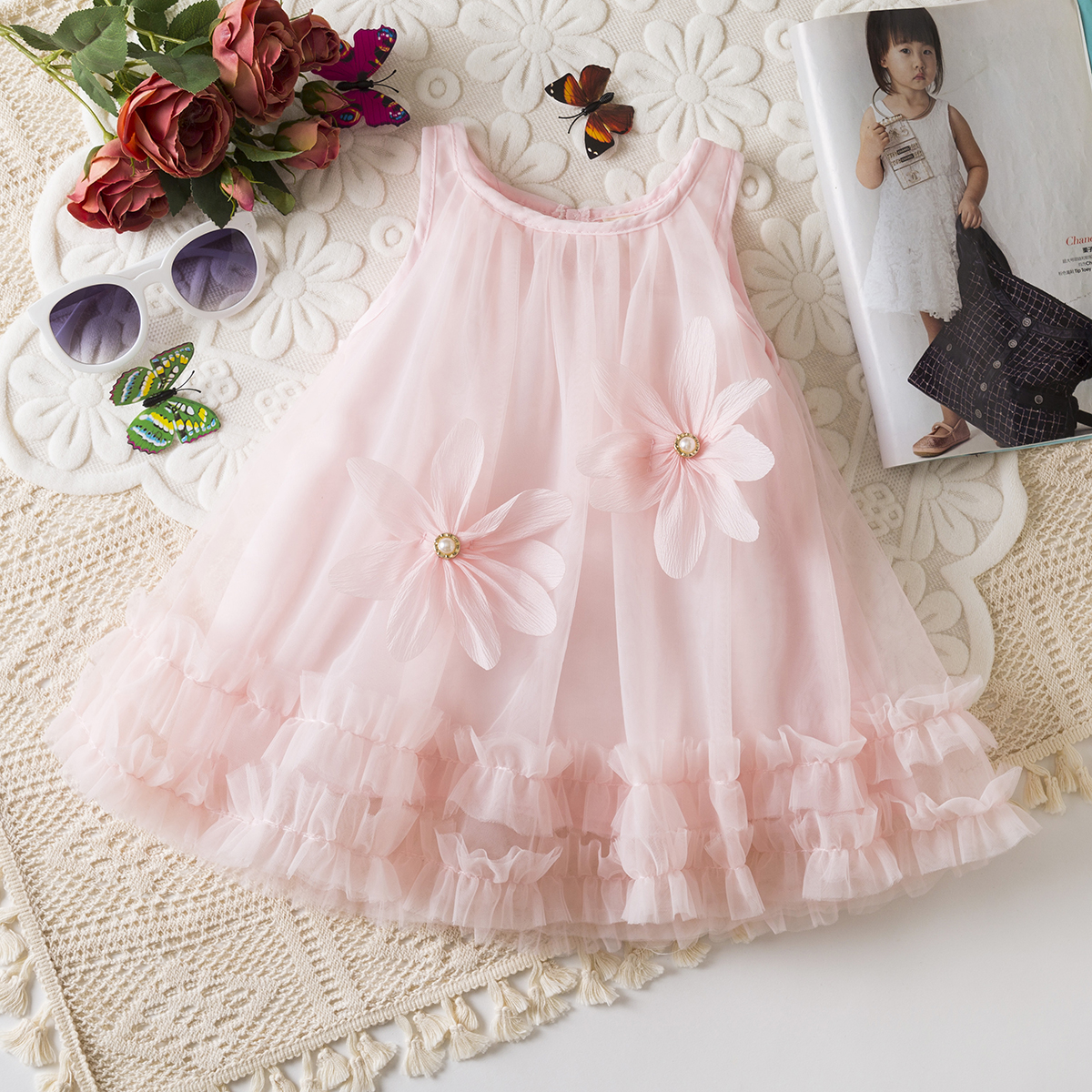 Summer New Baby Girl Princess Dress, Floral Chiffon Children'S ...