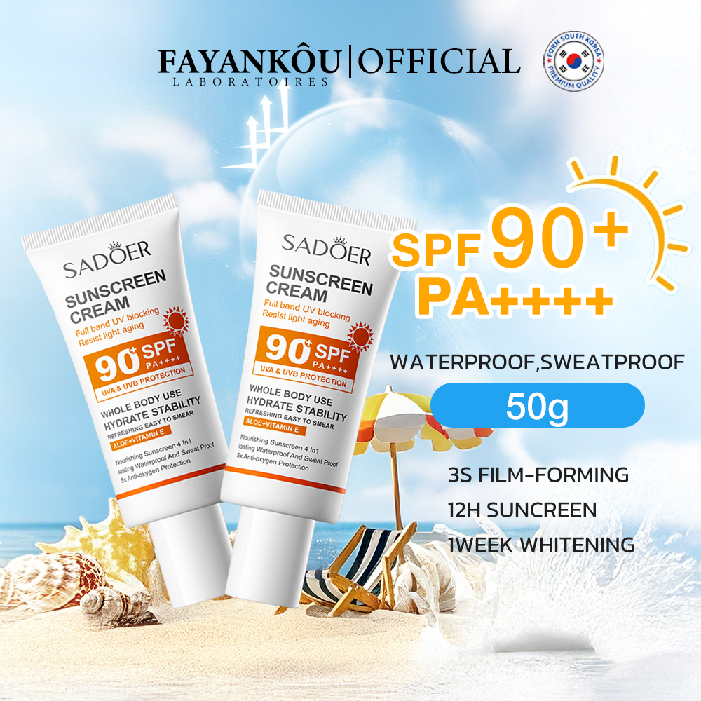 Sunscreen SPF90+ PA+++ Long Lasting Whitening Moisturizing Non Greasy 50g | Shopee Philippines