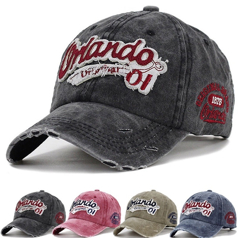 Vintage Washed Denim Baseball Cap - Distressed Unisex Embroidery Sun ...