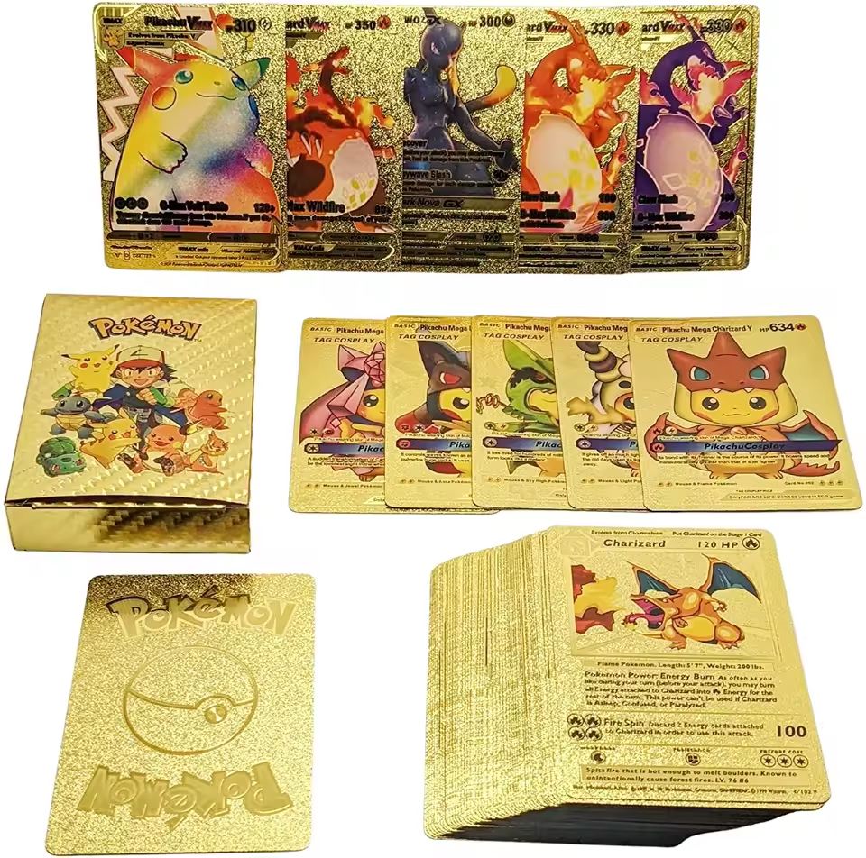 55 PCS Pokemon LOMO Cards Set - Gold Metal Pikachu Rare Collection Fan ...
