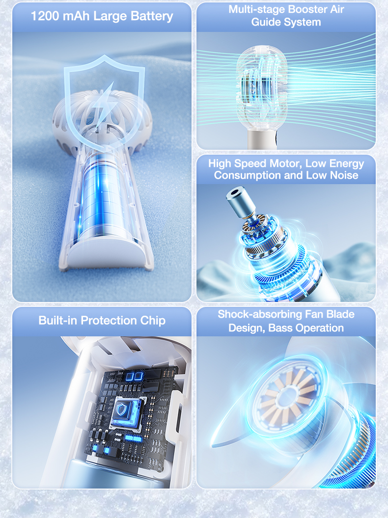 JAMAY 3000mAh Rechargeable Handheld Mini USB Fan Portable Mini Fan LED ...