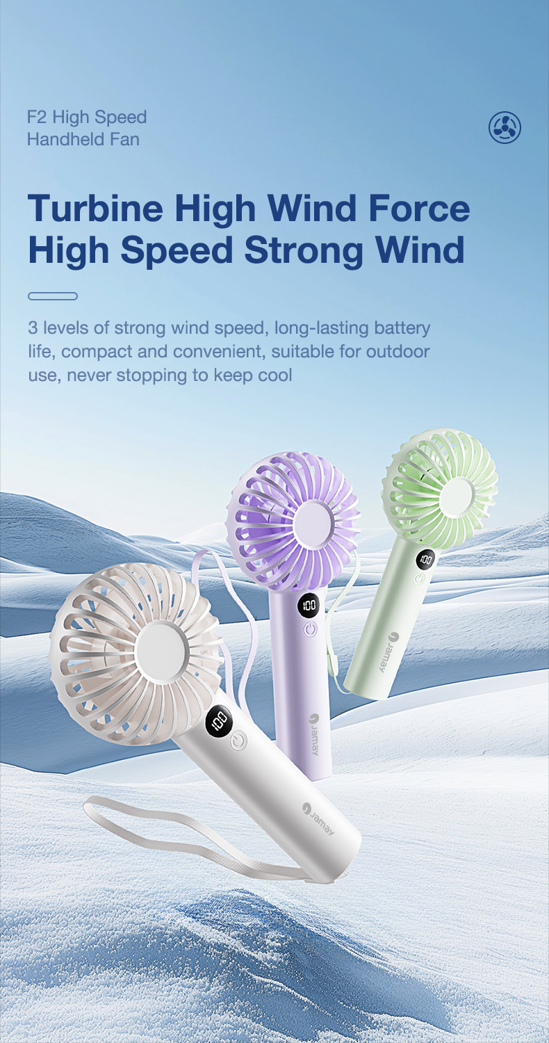 JAMAY 3000mAh Rechargeable Handheld Mini USB Fan Portable Mini Fan LED ...