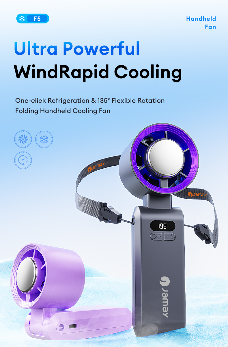 JAMAY F5 Fan Portable Turbo Fan High Speed kipas mini 135° folding fan ...