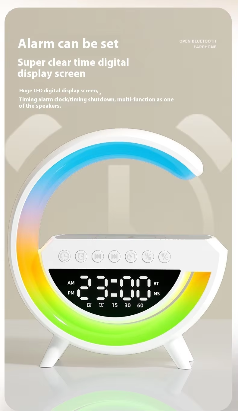 BT3401 Bluetooth Speaker 15W LED Atmosphere RGB Light Wireless Charger ...